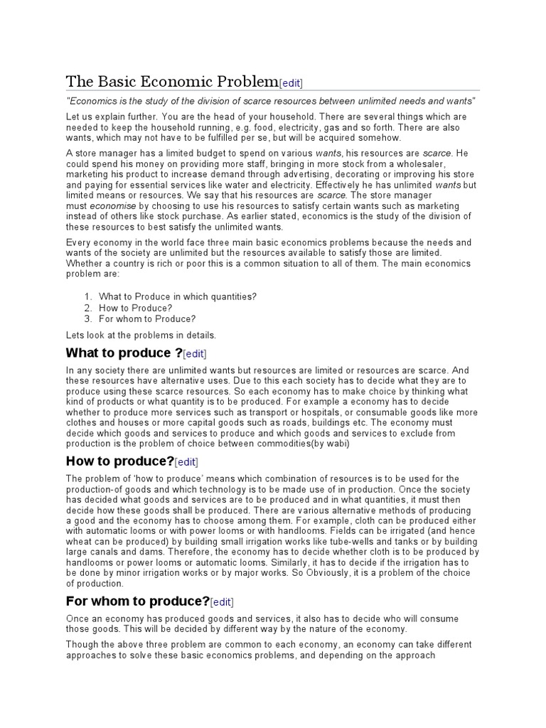 The Basic Economic Problem | PDF | Economics | Resource