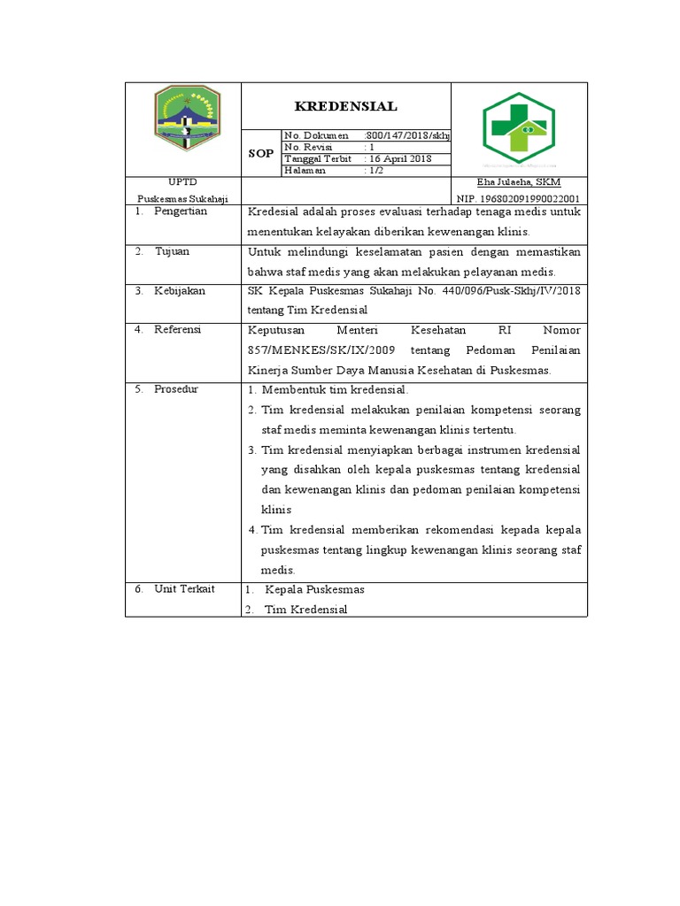 8.7.1.3 SOP Kredensial | PDF | Sains & Matematika