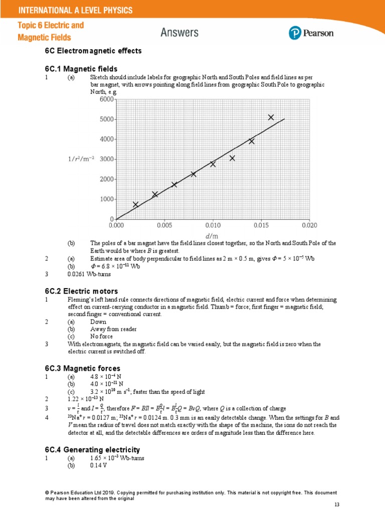 IAL Physics SB2 Answers 6C | PDF | Magnetic Field | Physical Sciences
