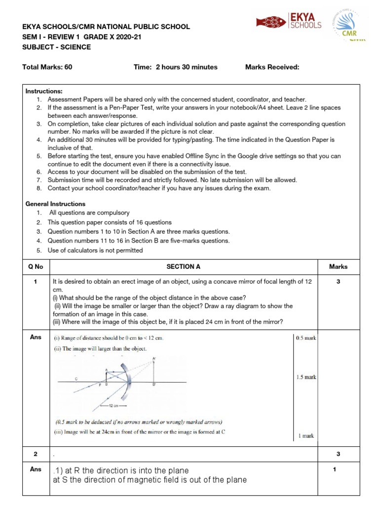 Answer Key-GRX-EKYA CMR NPS-SCI-SEM1-TEE1-12.10.2020 Monday SECTION B ...