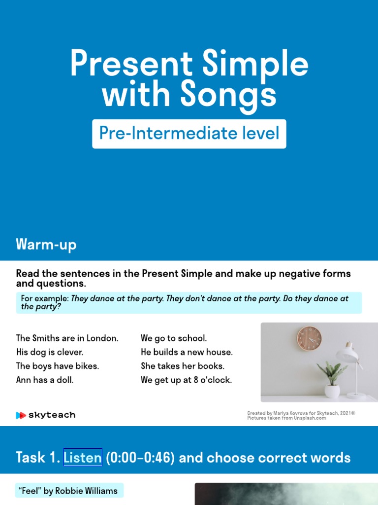 Present-Simple-With-Songs Worksheet Pre | PDF | Language Arts & Discipline
