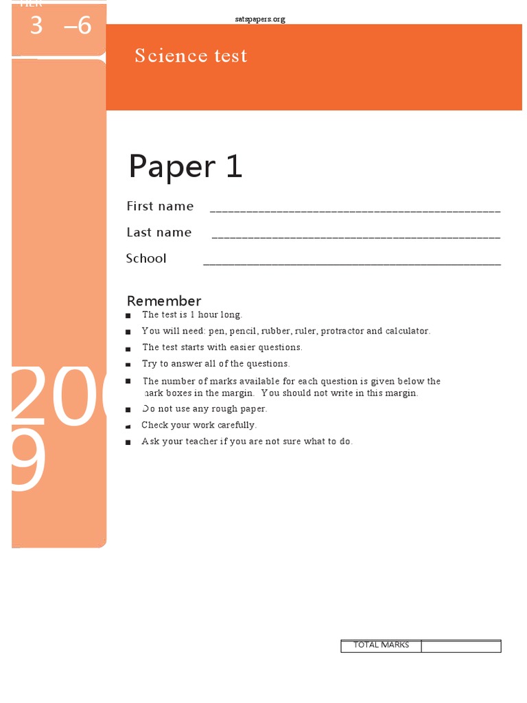 KS3 Science 2009 Paper 1 Level 3 6 | PDF | Solar Eclipse | Chemical ...