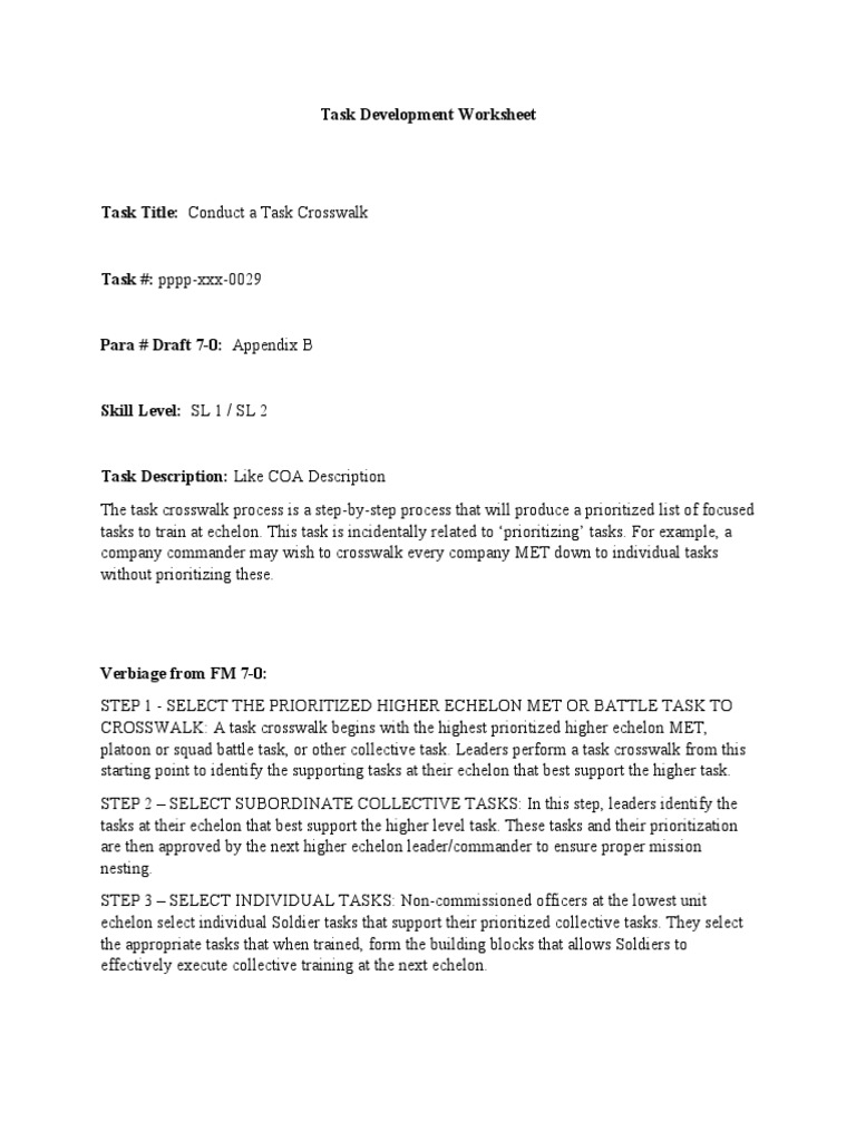 Task Development Worksheet | PDF