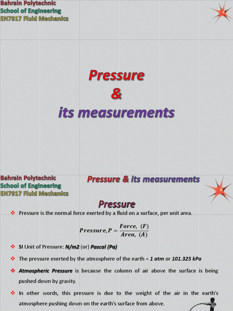 Presentation-4 (Pressure Its Measurement) | PDF | Pressure | Pressure ...