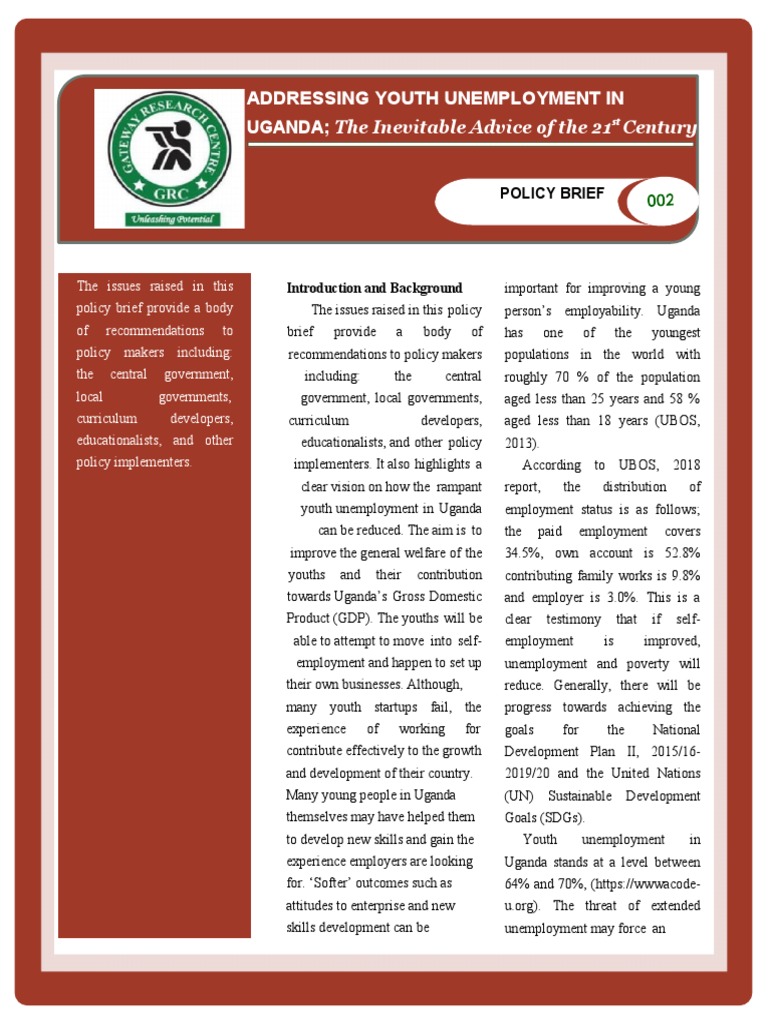 Policy Brief 002 Gatewayresearchcentreyouthunemployment 1 | PDF ...