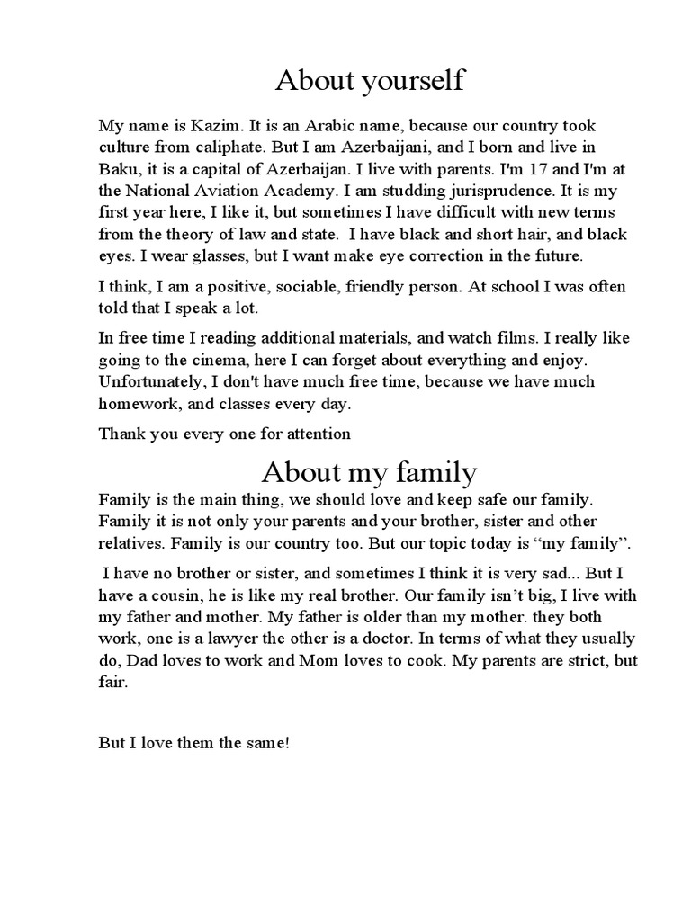 Describing Yourself | PDF