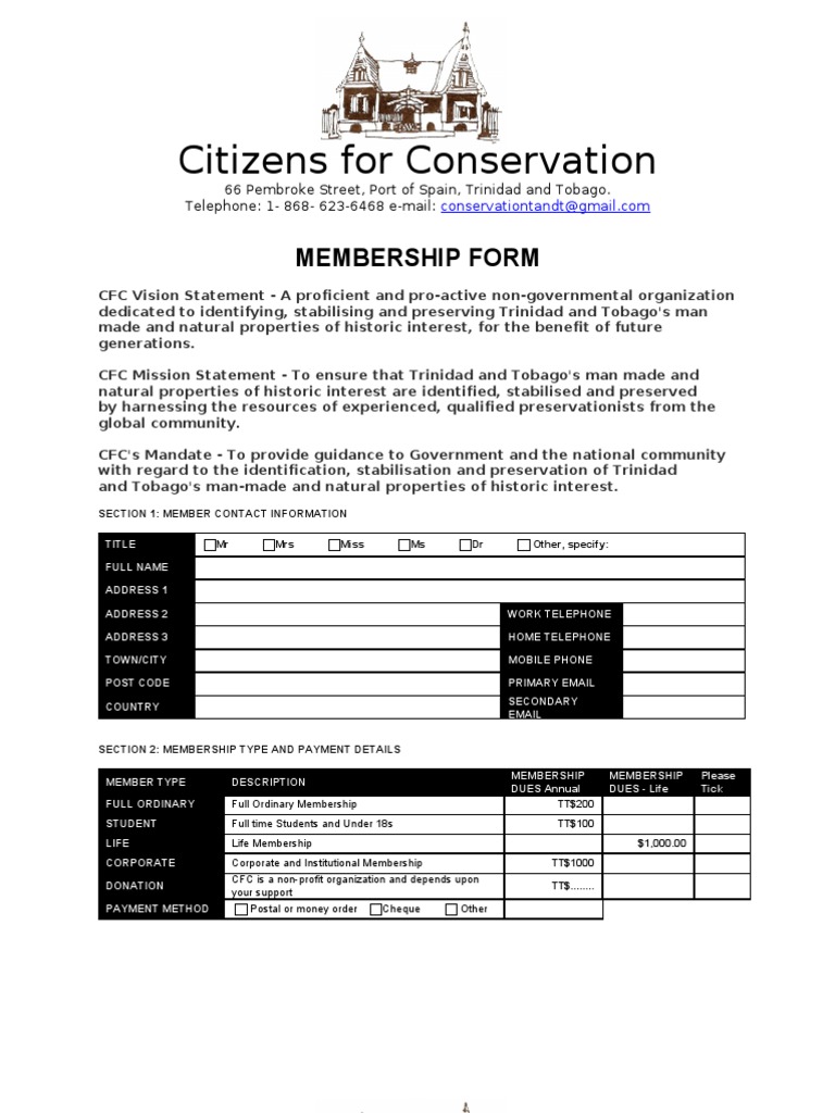 CFC Membership Form | PDF | Trinidad And Tobago | Money Order