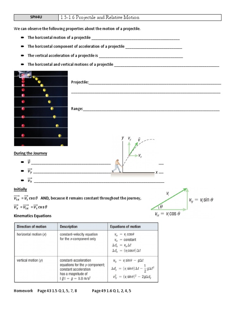 SPH4U Projectile Motion and Relative Motion Problems | PDF | Projectiles | Kinematics