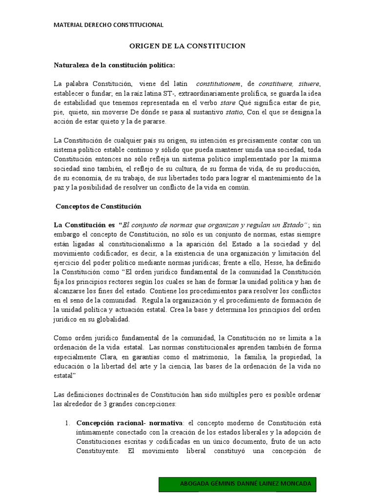Naturaleza de La Constitucion Politica La Palabra Constitucion | PDF ...
