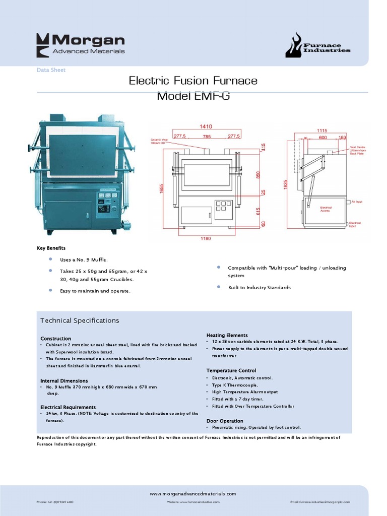 Electric Fusion Furnace Model EMF-G: Data Sheet | PDF | Furnace ...