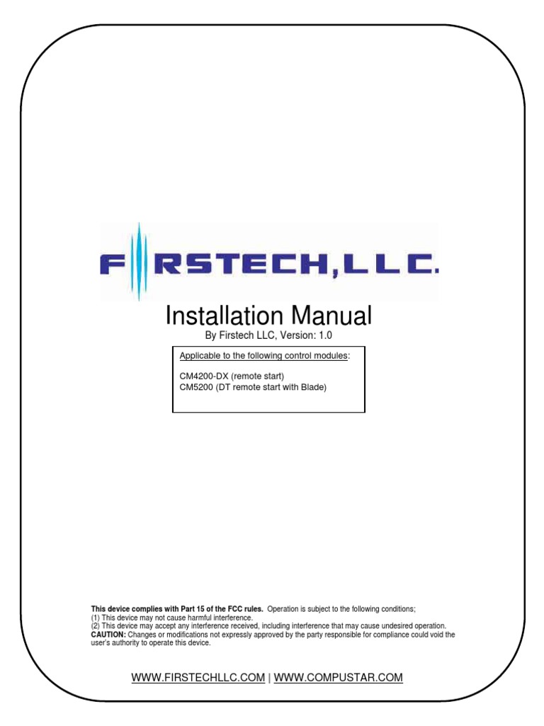 Installation Manual: by Firstech LLC, Version: 1.0 | PDF | Manual ...
