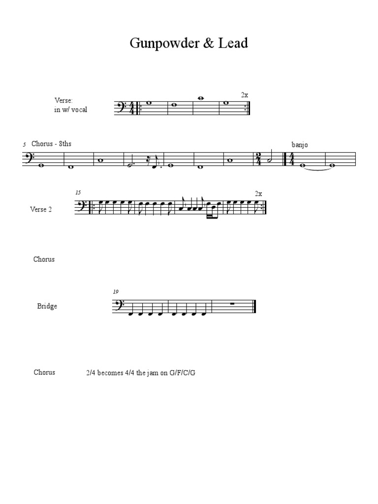 Gunpowder & Lead: Verse: in W/ Vocal 2x | PDF