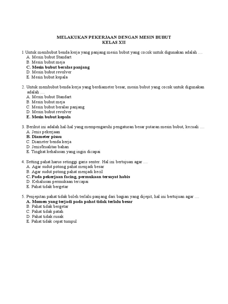 Soal TP Bubut Pra Semester | PDF