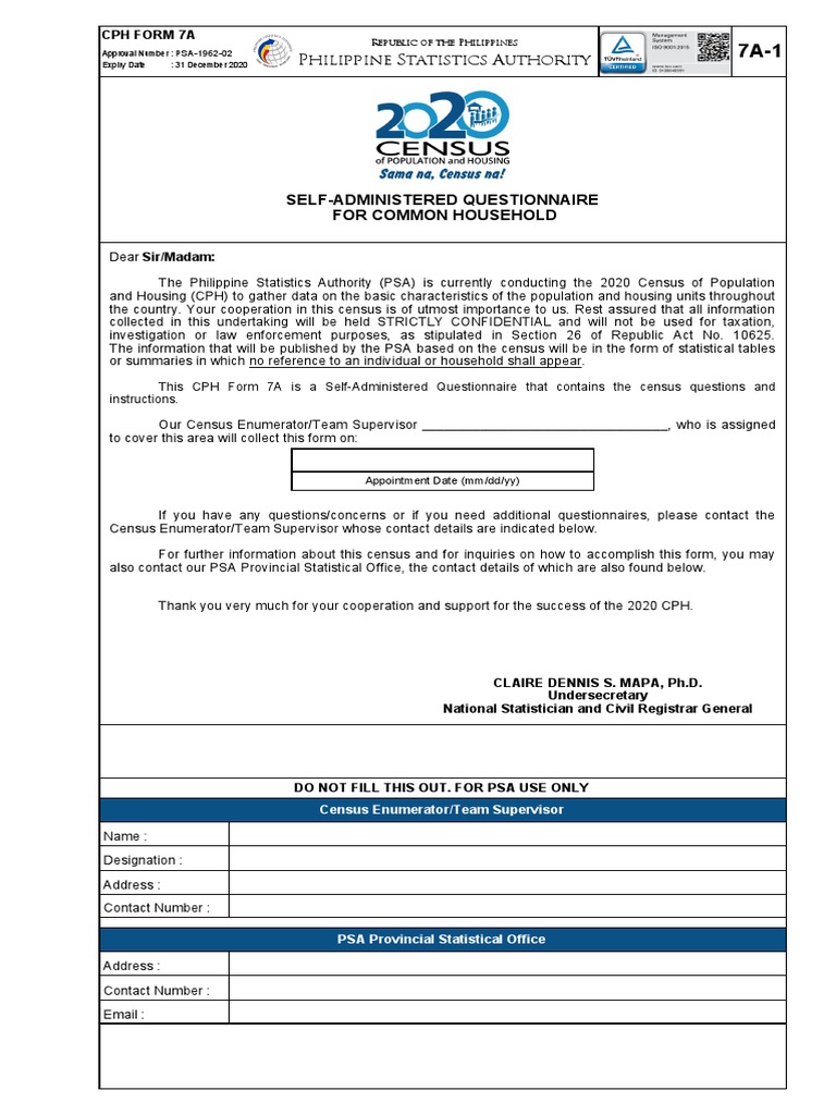 CPH Form 7A | PDF | Census | Farms