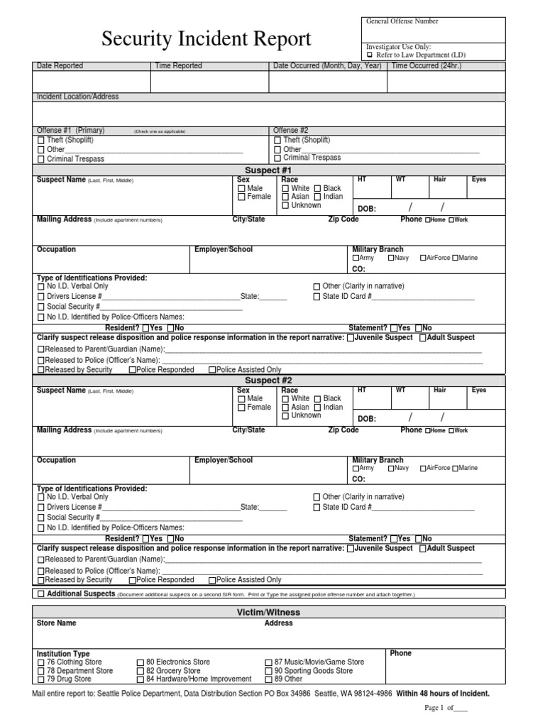 Police Incident Report Template | PDF | Identity Document | Police