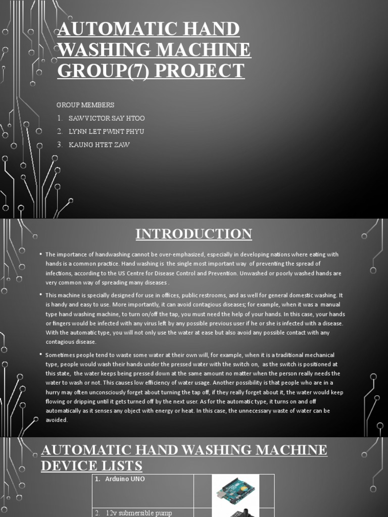 Automatic Hand Washing Machine Group (7) Project: Group Members Saw ...