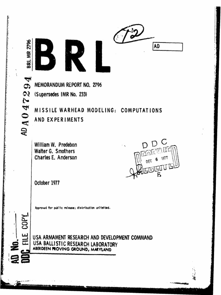 Modeling Missile Warhead Fragmentation: A Comparison of Computational ...