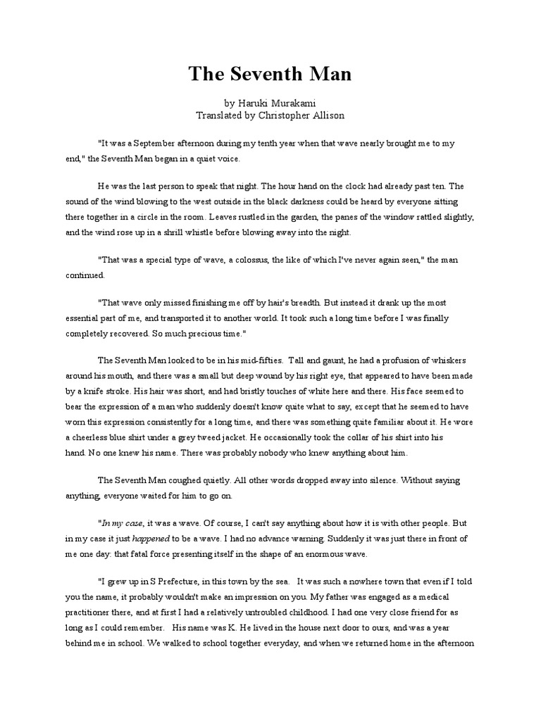 The Seventh Man: by Haruki Murakami Translated by Christopher Allison ...