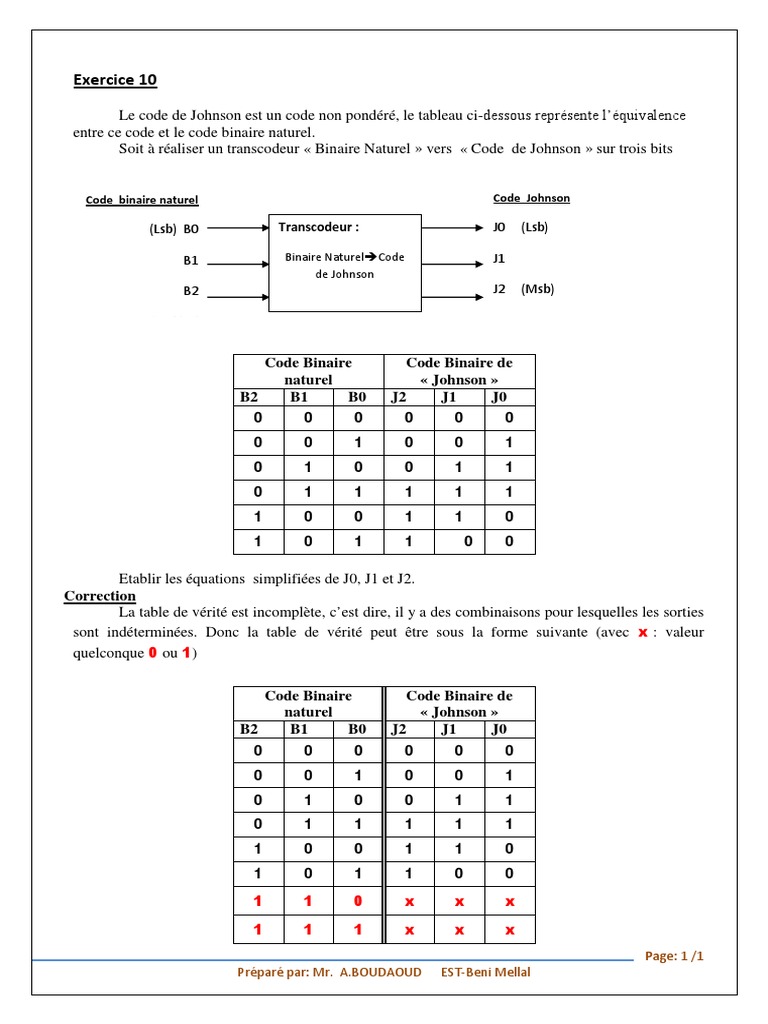 Transcodage Binaire vers Johnson | PDF | Informatique | Mathématiques ...