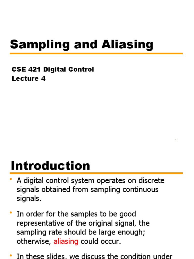 Sampling and Aliasing: CSE 421 Digital Control | PDF | Sampling (Signal Processing) | Spectral ...