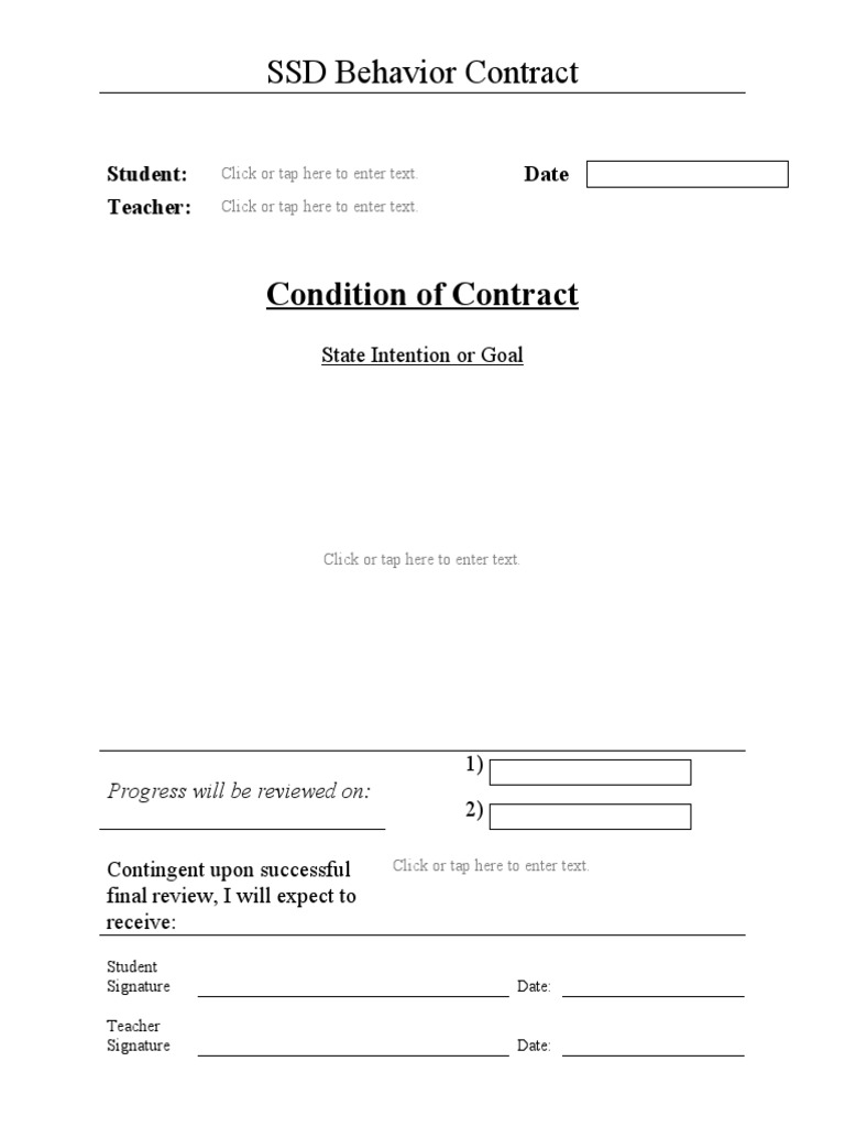 Behavior Contract (Single-Condition) | PDF