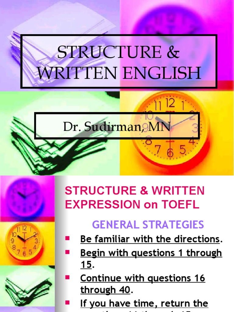 Structure & Written English: Dr. Sudirman, MN | PDF | Object (Grammar ...