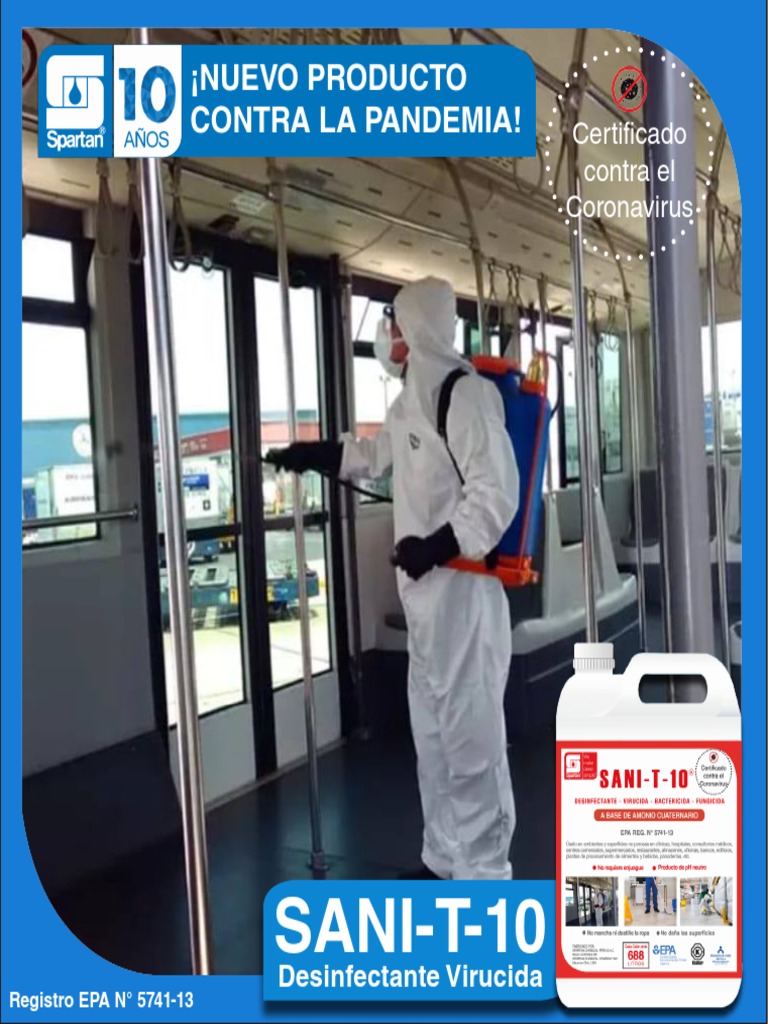 Ficha Tecnica - Desinfectante Virucida SANI - T - 10 | PDF | Microbiología | Medicina CLINICA