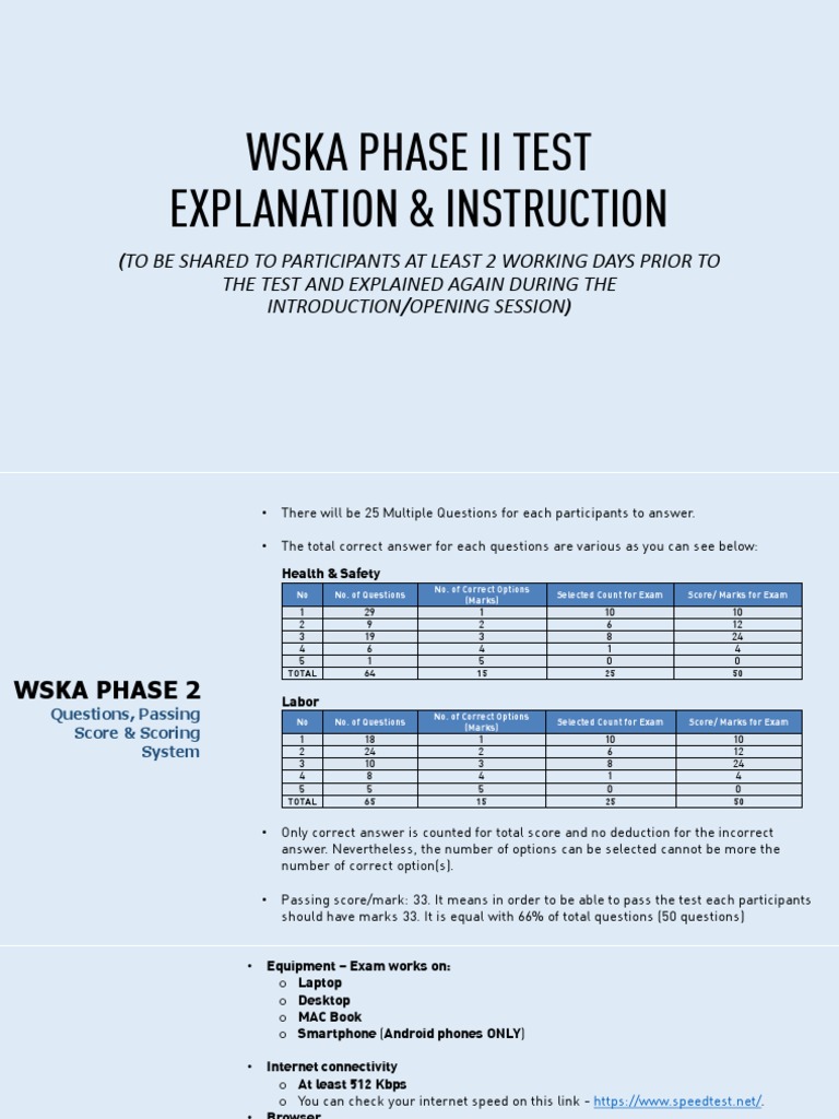 INSTRUCTION For WSKA Phase II (Final) | PDF | Test (Assessment ...