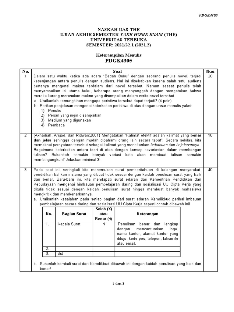 Naskah PDGK4305 The 1 (BUTUH JAWABAN LENGKA 081273324559 ) | PDF