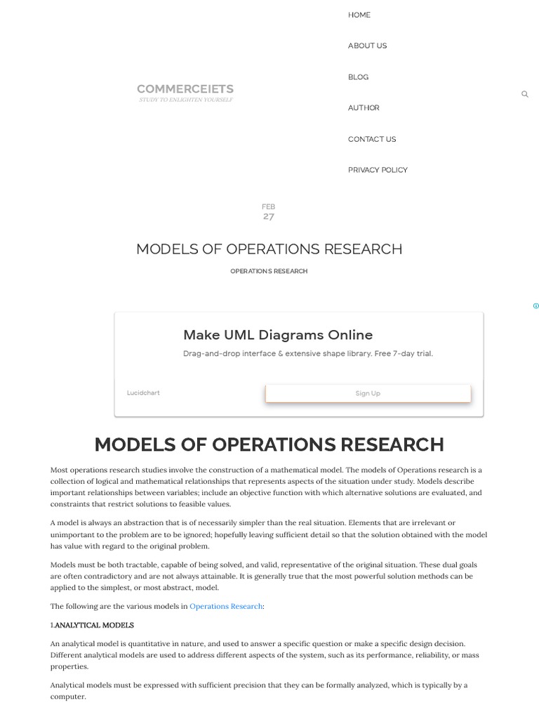 Models of Operations Research - Commerceiets | PDF | Conceptual Model ...