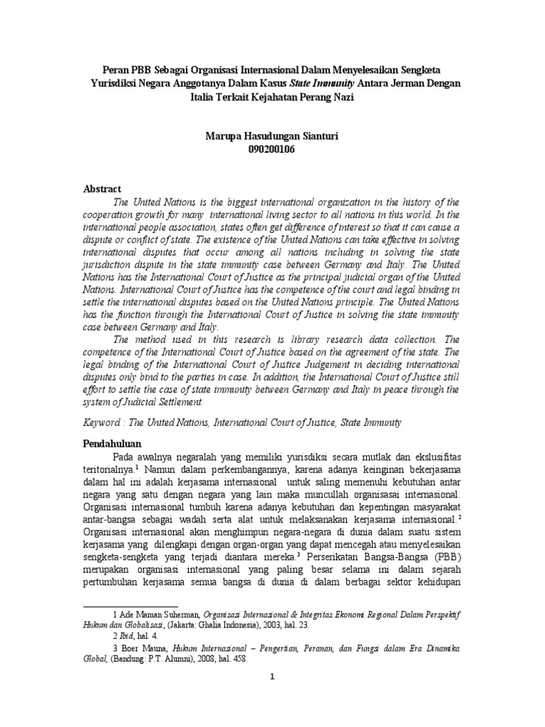 Peran PBB Sebagai Organisasi Internasional | PDF | International ...