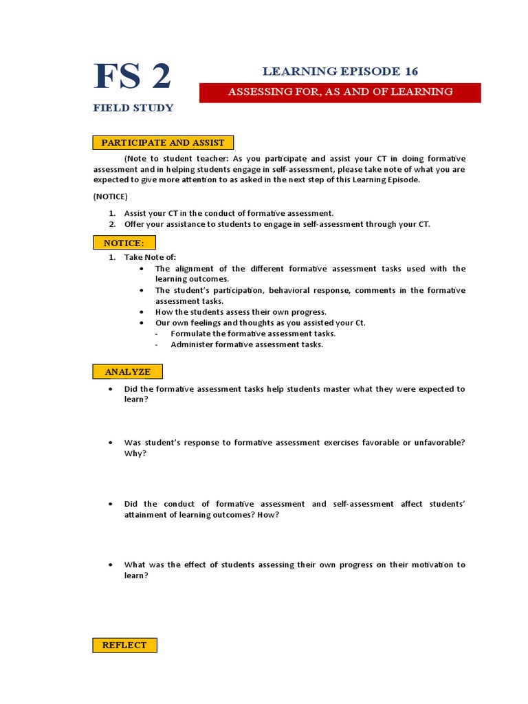 FS 2 Episode 16 | PDF | Educational Assessment | Learning