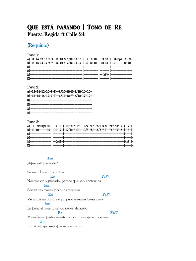 Acordes y letra de "Que está pasando" | PDF