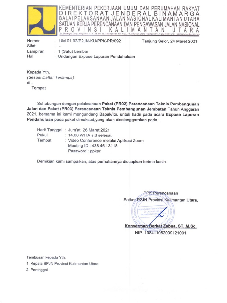 Undangan Expose Lap Pendahuluan Paket PR02 & PR03 | PDF