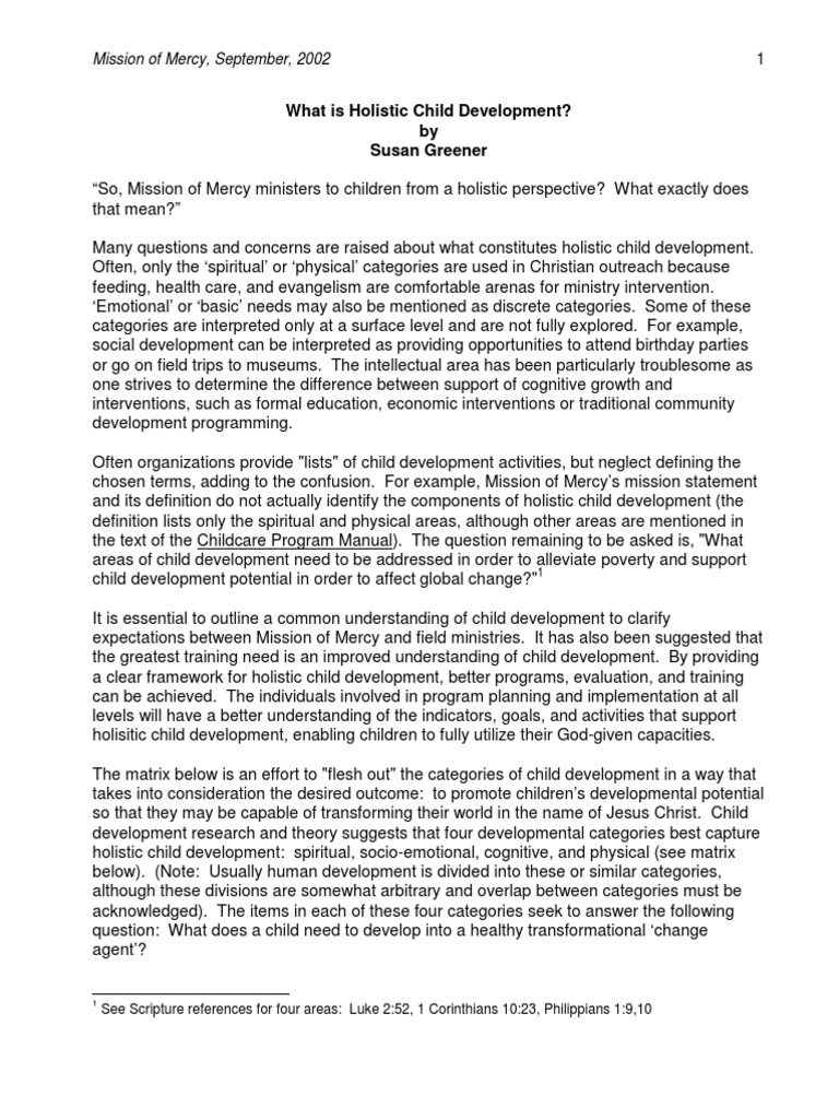 Understanding Holistic Child Development | PDF | Relationships | Child ...
