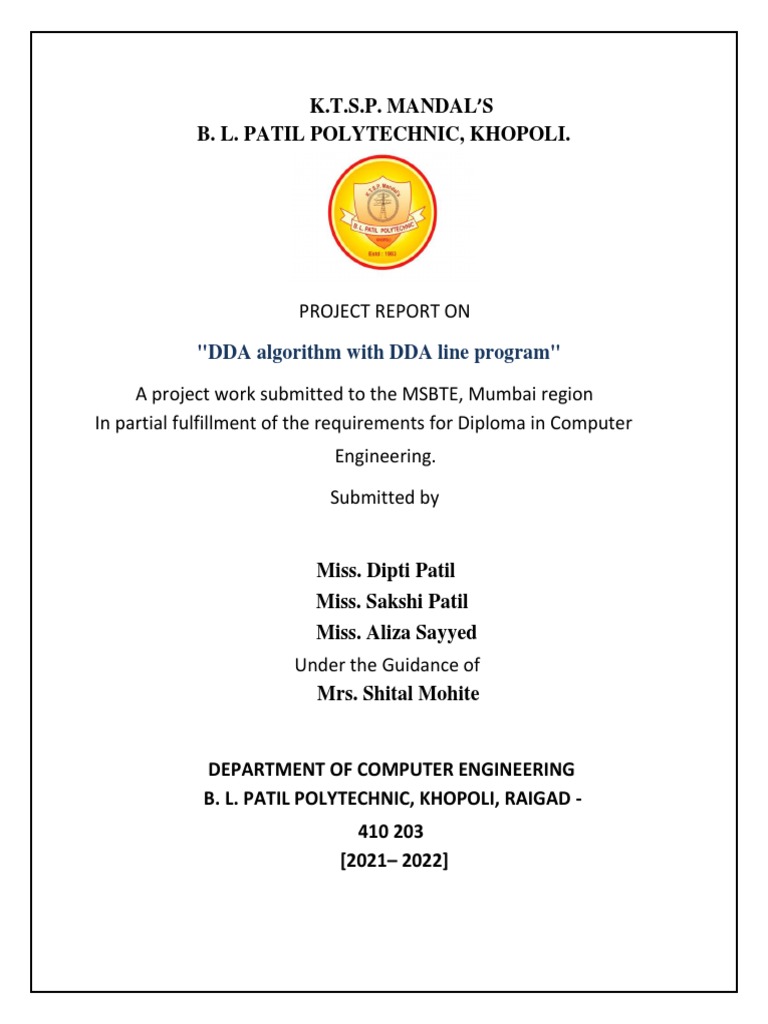 K.T.S.P. Mandal 'S B. L. Patil Polytechnic, Khopoli.: "DDA Algorithm ...