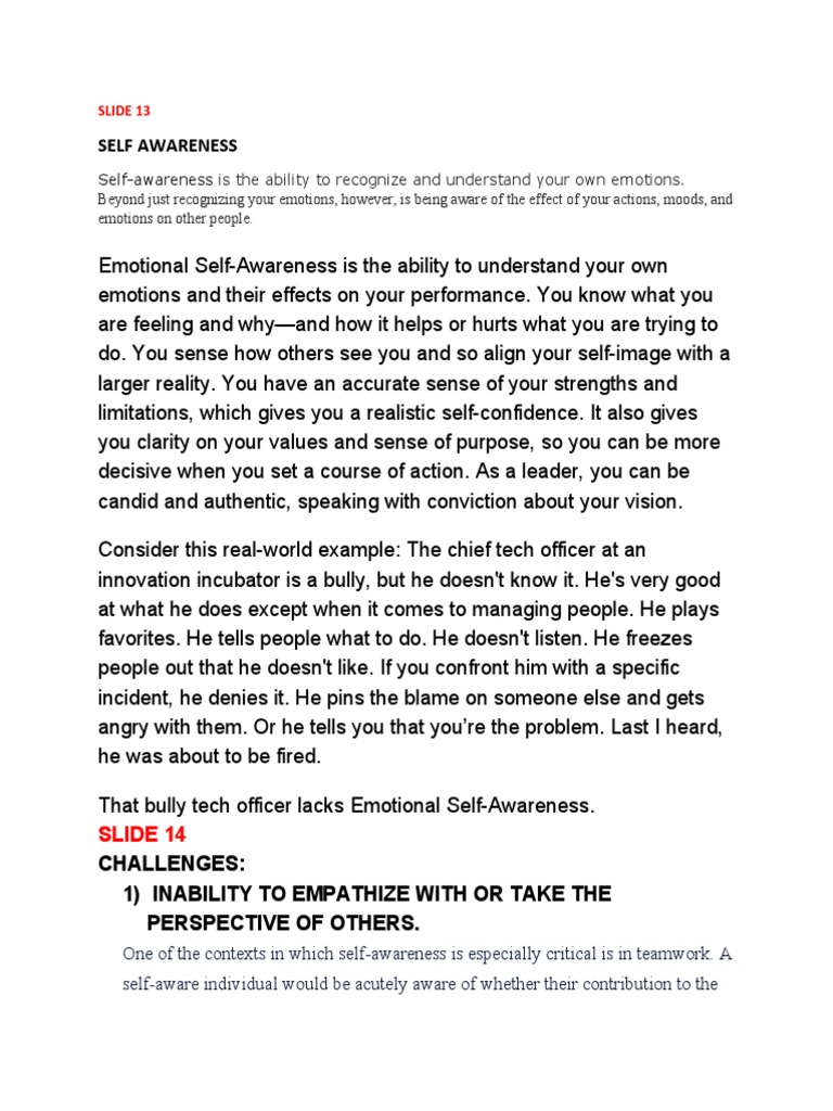 Self Awareness | PDF | Self Awareness | Emotions