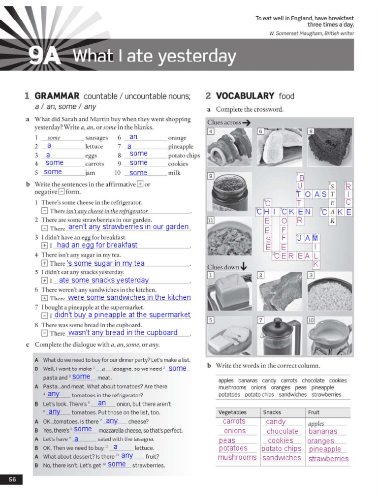 Workbook 9A - 9B | PDF | Diet & Nutrition | Nutrition
