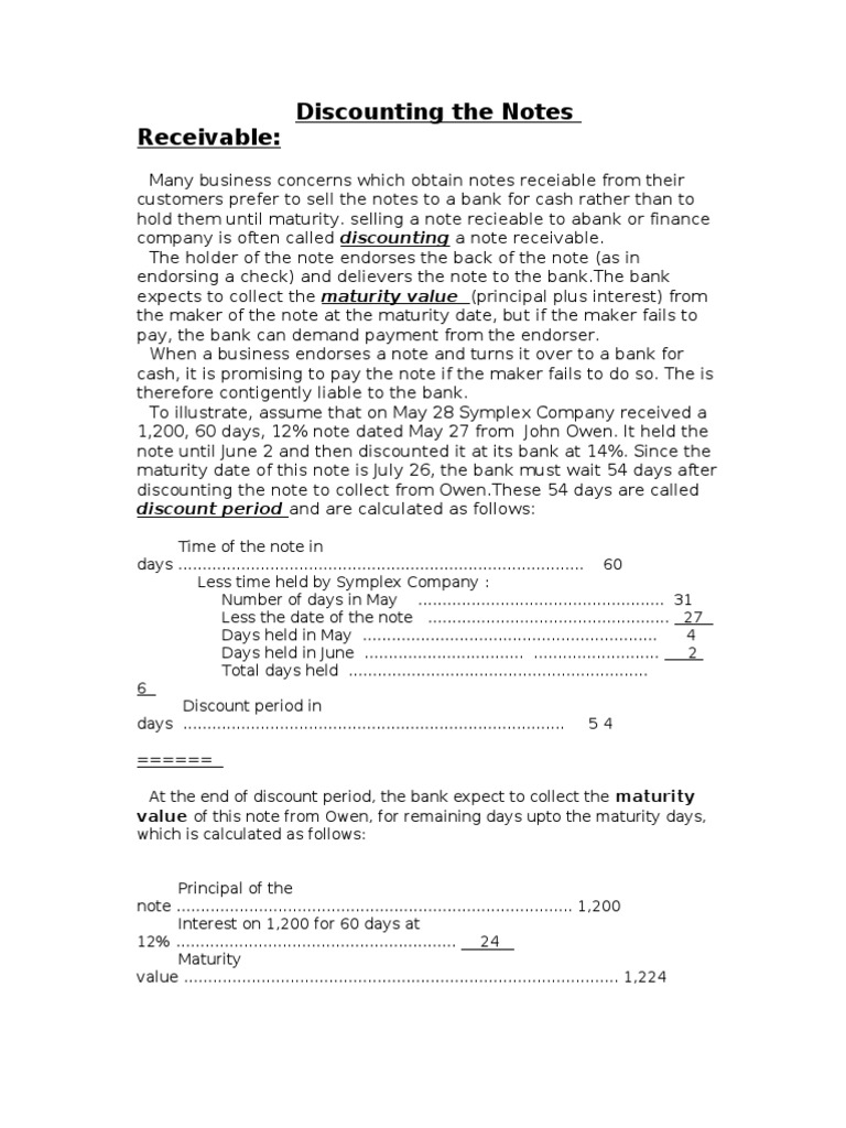 Discounting Notes Receivable Guide | PDF | Discounting | Liability ...