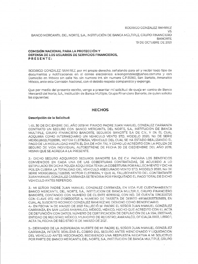 Formato de Queja | PDF