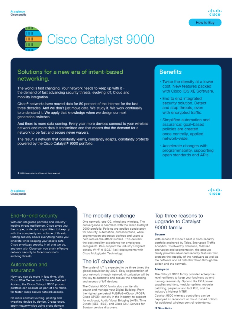 Cisco Catalyst 9000: Solutions For A New Era of Intent-Based Networking | PDF | Cisco Systems ...