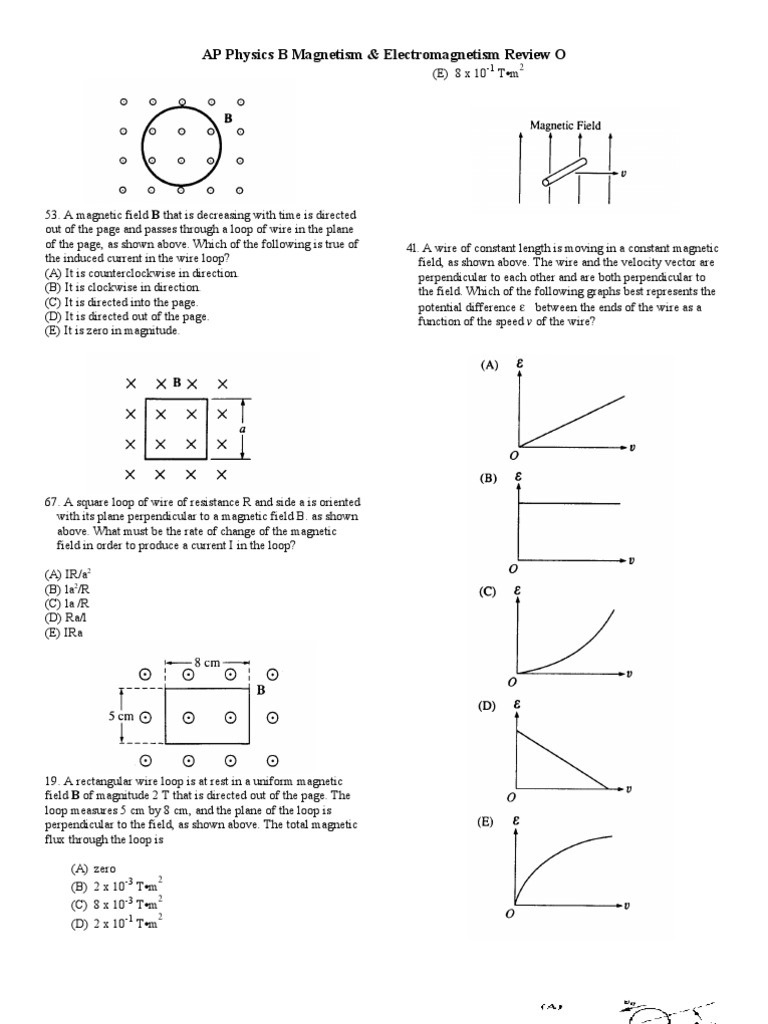 Electromagnetism Exam O Review | Magnetic Field | Electric Charge