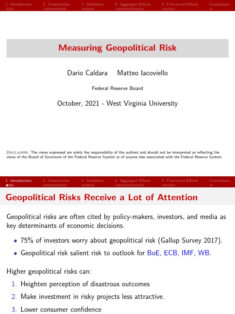 Measuring Geopolitical Risk: Dario Caldara Matteo Iacoviello | Download Free PDF | Risk | Gulf War