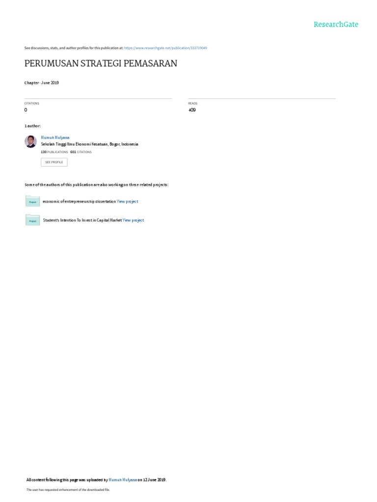 Perumusan Strategi Pemasaran | PDF | Bisnis