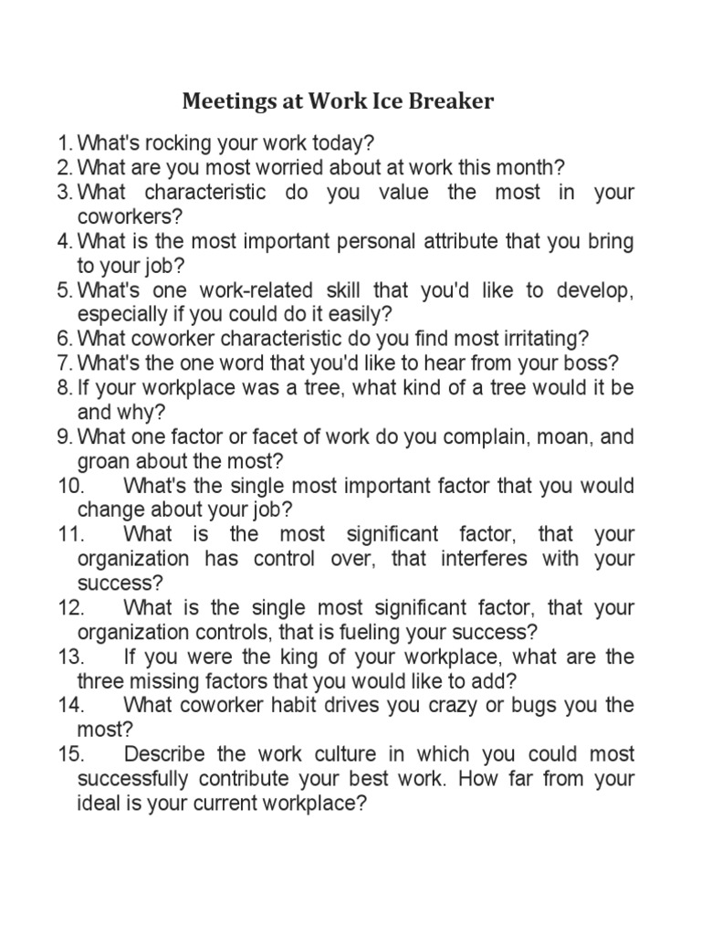 Ice Breaker | PDF | Applied Psychology | Cognition