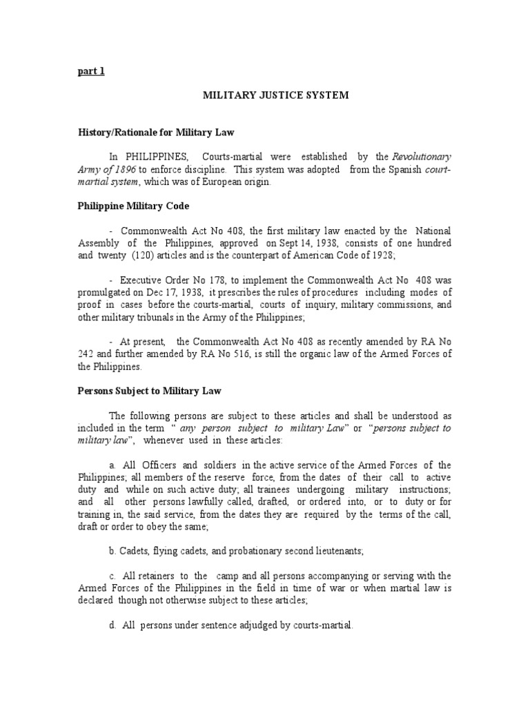 Military Justice System | PDF | Court Martial | Military Justice