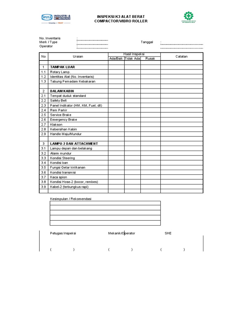 Form Inspeksi Alat | PDF