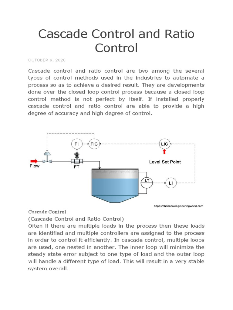 Cascade Control and Ratio Control | PDF | Control Theory | Systems Theory