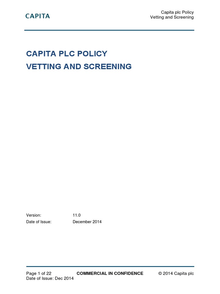 Vetting and Screening Policy | PDF | Identity Document | Business