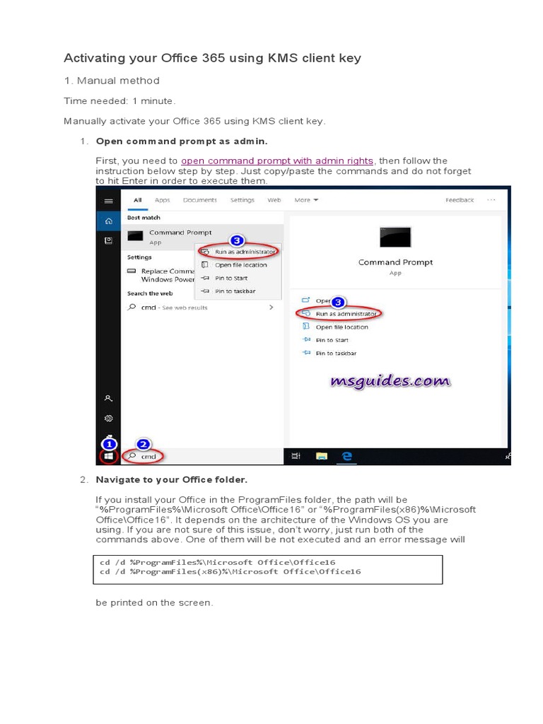 Activating Your Office 365 Using KMS Client Key | PDF | Microsoft Office | Command Line Interface
